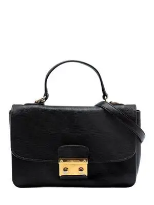 Miu Miu Goatskin Madras Flap Satchel - Black