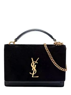 Saint Laurent Medium Sunset Top Handle Bag Satchel - Black
