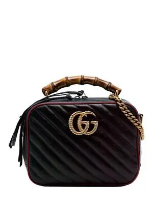 Gucci Gg Marmont Matelassé Leather Diagonal Satchel - Black