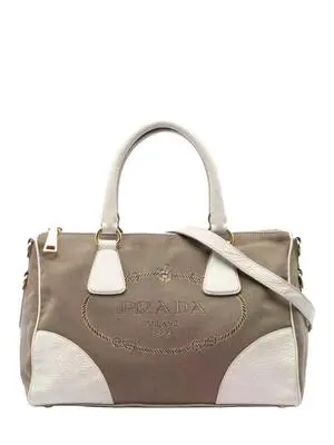 Prada Canapa Logo Satchel - Brown