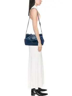 Prada Soft Calf Double Zip Convertible Tote Satchel - Blue