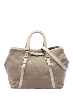 Prada Prada Canapa Logo Satchel Brown