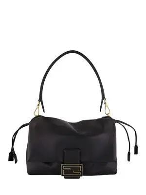 Fendi Mamma Baguette Medium Bag In Nappa Leather - Black