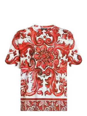 Dolce & Gabbana Majolica-print Cotton T-shirt - Red