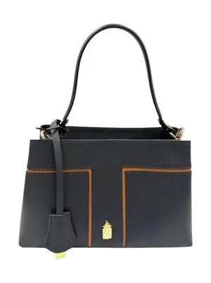FRANCHETTI BOND Italian Leather Satchel - Blue