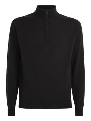 John Smedley John Smedley Merino Wool Quarter-Zip Sweater Brown
