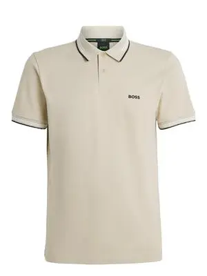 BOSS Stretch-cotton Logo Polo Shirt - Beige