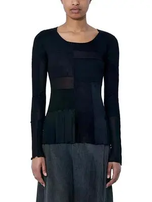 LIMI FEU Patchwork Long-sleeve T-shirt - Black