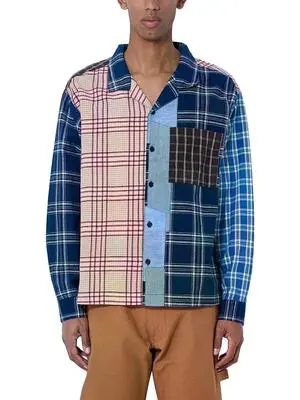 STORY MFG. Patchwork Plaid Shirt - Blue