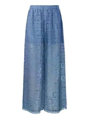 INTO THE EAST Guipure Lace Palazzo Pants - Blue