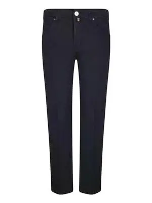Jacob Cohen Logo-patch Cotton Trousers - Blue