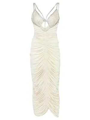 NISSA Crystal Embellished Maxi Dress - Neutrals