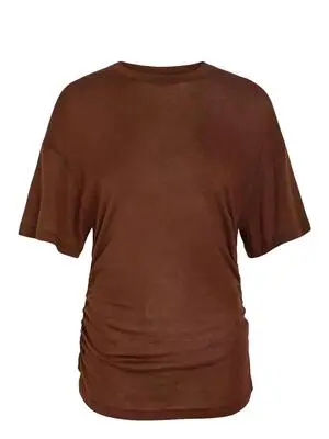 AKYN Ruched Fine-knit T-shirt - Brown
