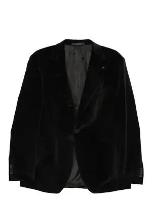 Tagliatore Velvet-effect Peak-lapel Jacket - Black