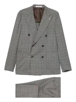 Tagliatore Double-breasted Checked Suit - Grey