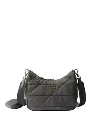 Prada Padded Re-nylon Shoulder Bag With Enamel Triangle Logo - Grey