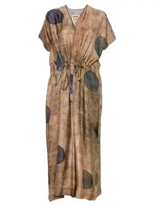 UMA WANG Acre Drawstring Maxi Dress - Brown