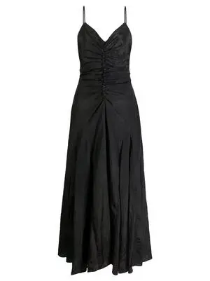 REJINA PYO Gathered Detail Sleeveless V-neck Dress - Black