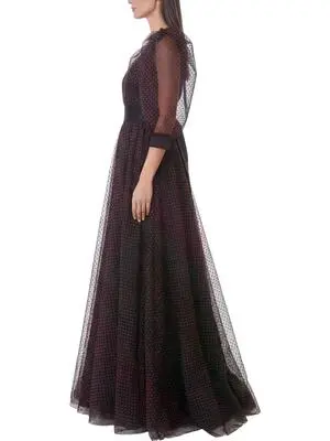 GATTINOLLI BY MARWAN Gattinoli Marwan Polka-dot Gown Dress - Black