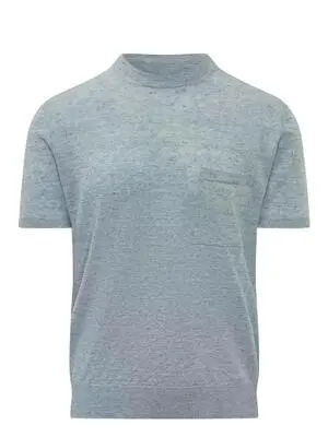 AMARANTO Chest Pocket Short Sleeve T-shirt - Blue