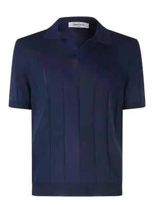GRAN SASSO Ribbed-knit Polo Shirt - Blue