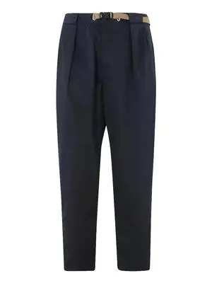 WHITE SAND Belted Pleated Trousers - Blue