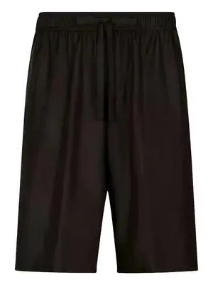 Dolce & Gabbana Embroidered Silk Jogging Shorts - Black