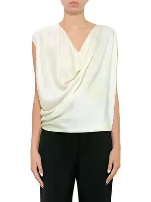 LANVIN Sleeveless Draped Top - Neutrals