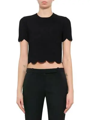 Alexander McQueen Scalloped Hem Top - Black