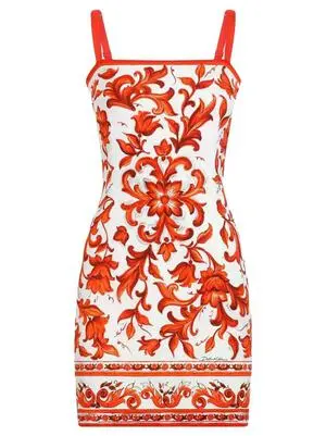 Dolce & Gabbana Majolica-print Charmeuse Dress - Red