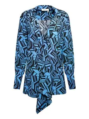 Chloé Geometric Print Silk Blouse - Blue