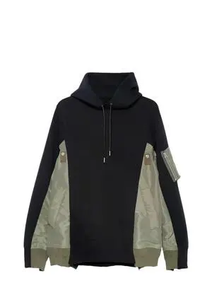 Sacai Panelled Zip-pocket Hoodie - Blue