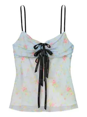 Marc Jacobs Blurred Floral Bow Top - Blue