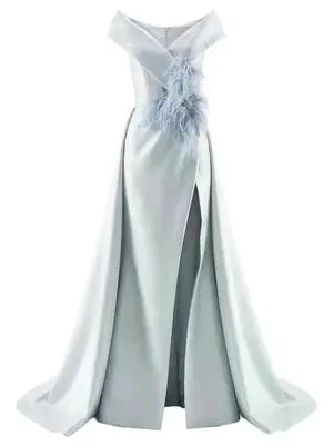 GATTINOLLI BY MARWAN Feather-embellished Gown - Silver