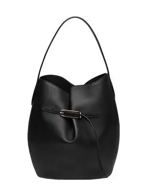 LIFFNER Large Belted Leather Bucket Bag - Black