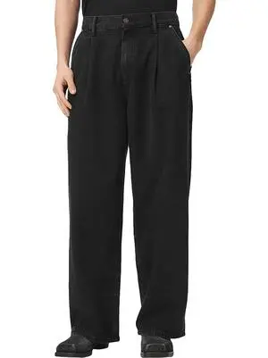 ALLSAINTS Daze Wide Fit Pleat Jeans - Washed Black