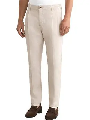 REISS Pablo Side Adjuster Cotton Linen Trousers - Stone