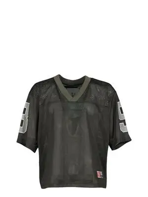 JUN/NAKAYAMA Mesh Paisley Print V-neck T-shirt - Black