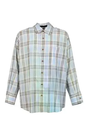 JUN/NAKAYAMA Check-pattern Frayed Shirt - Blue