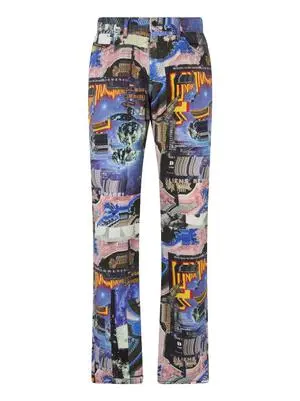 DIESEL® Graphic-print Cotton Trousers - Blue