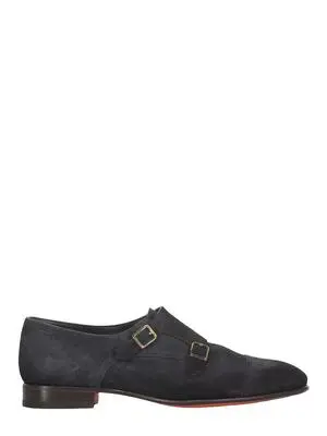 Santoni Double-buckle Suede Monk Shoes - Blue