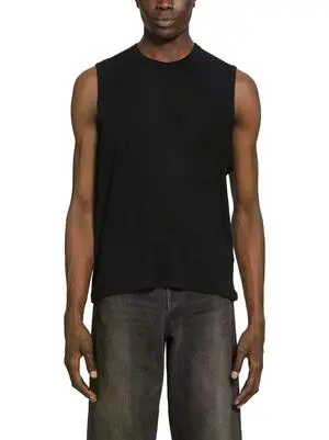STEIN Wool Ribbed Knit Tank Top - Black