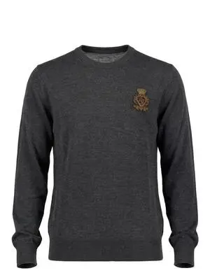 Dolce & Gabbana Embroidered Logo Wool Sweater - Grey
