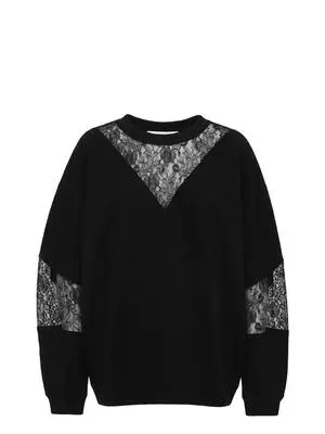 ALMAZ Lace-panelled Hook-fastening Sweatshirt - Black