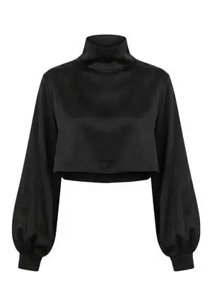 ALMAZ Cropped High-neck Top - Black