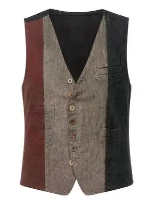 ALEKSANDR MANAMÏS Colour-block Button-up Gilet - Blue