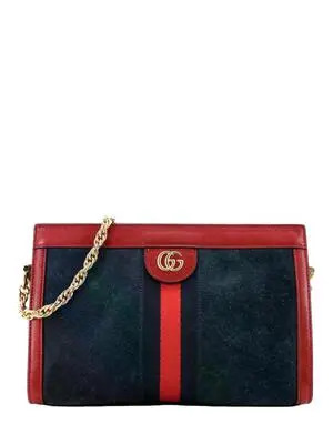 Gucci Ophidia Chain Suede Small Shoulder Bag - Blue
