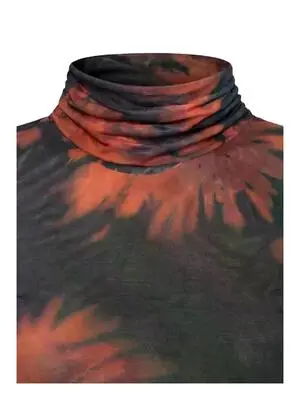 JBQ Tyla Floral-print Ruched Top - Black
