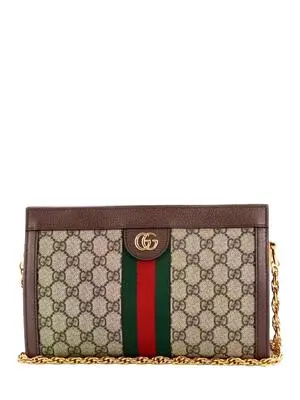 Gucci Ophidia Chain Shoulder Bag Gg Coated Canvas - Brown