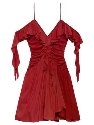 ANIYE BY Xena Ruffled Cold-shoulder Mini Dress - Red